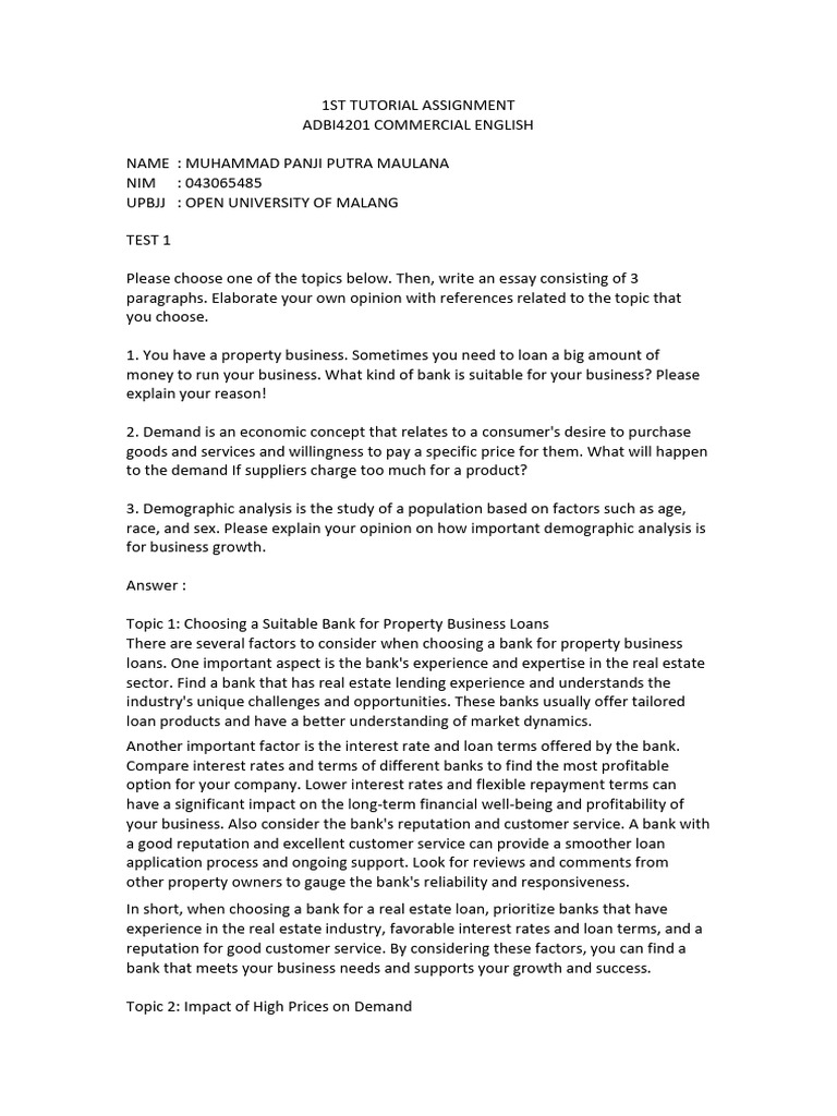 TUTORIAL ASSIGNMENT - 1 - ABDI4201 - 043065485 - Muhamad Panji Putra Maulana | PDF | Target ...