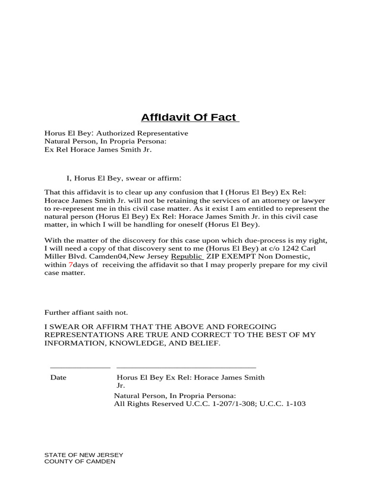 AffIdavit of Fact | PDF