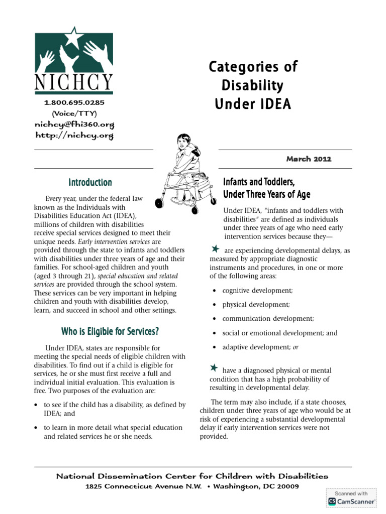 Categories of Disabilities | PDF | Autism Spectrum | Visual Impairment