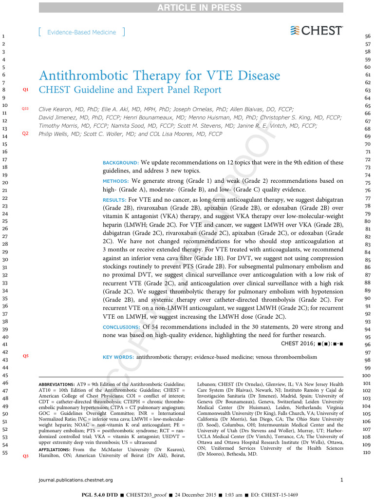 CHEST 2016 TVP | PDF | Medicine | Medical Specialties