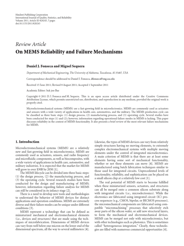 On_MEMS_Reliability_and_Failure_Mechanisms | PDF | Wear | Fracture