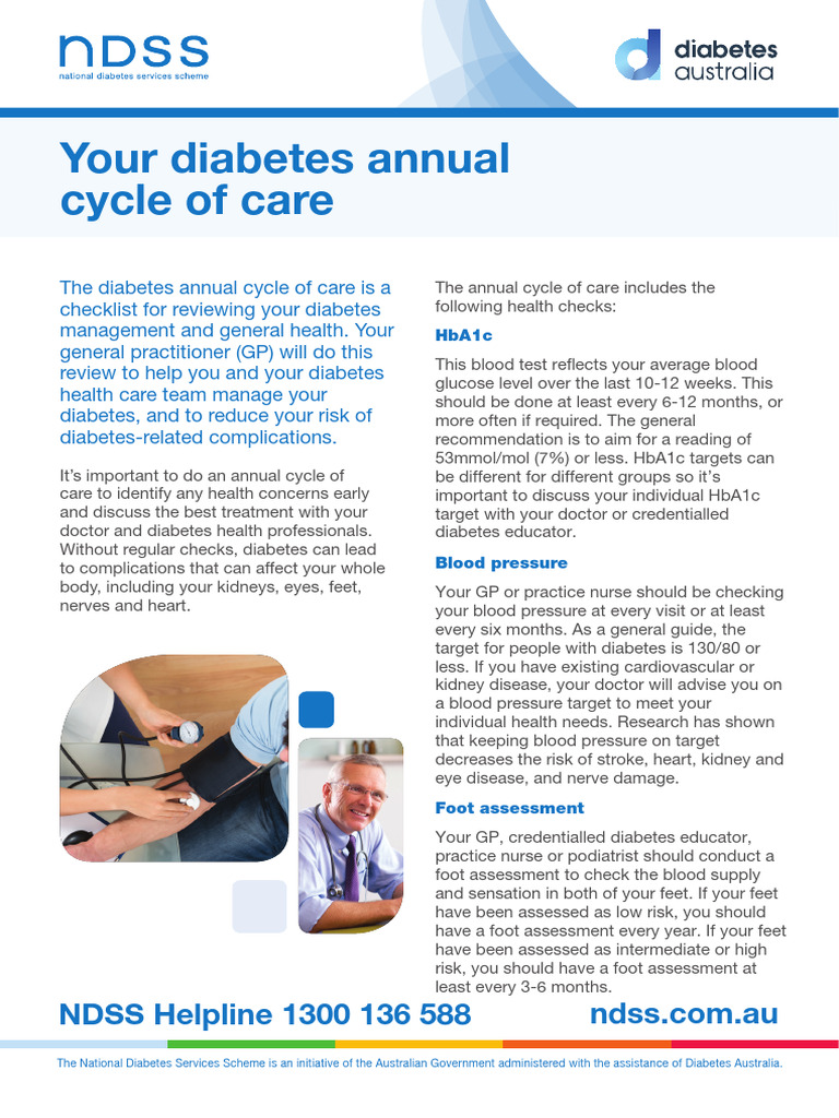 Fact Sheet Your Diabetes Annual Cycle of Care | PDF | Diabetes ...