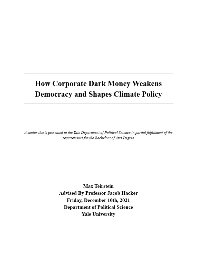 Teirstein Max | PDF | Campaign Finance In The United States | Citizens ...