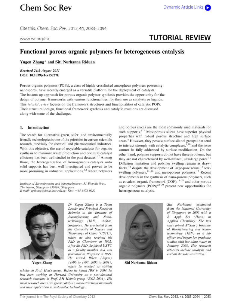 Functional Porous Organic Polymers For Heterogeneous Catalysis | PDF ...