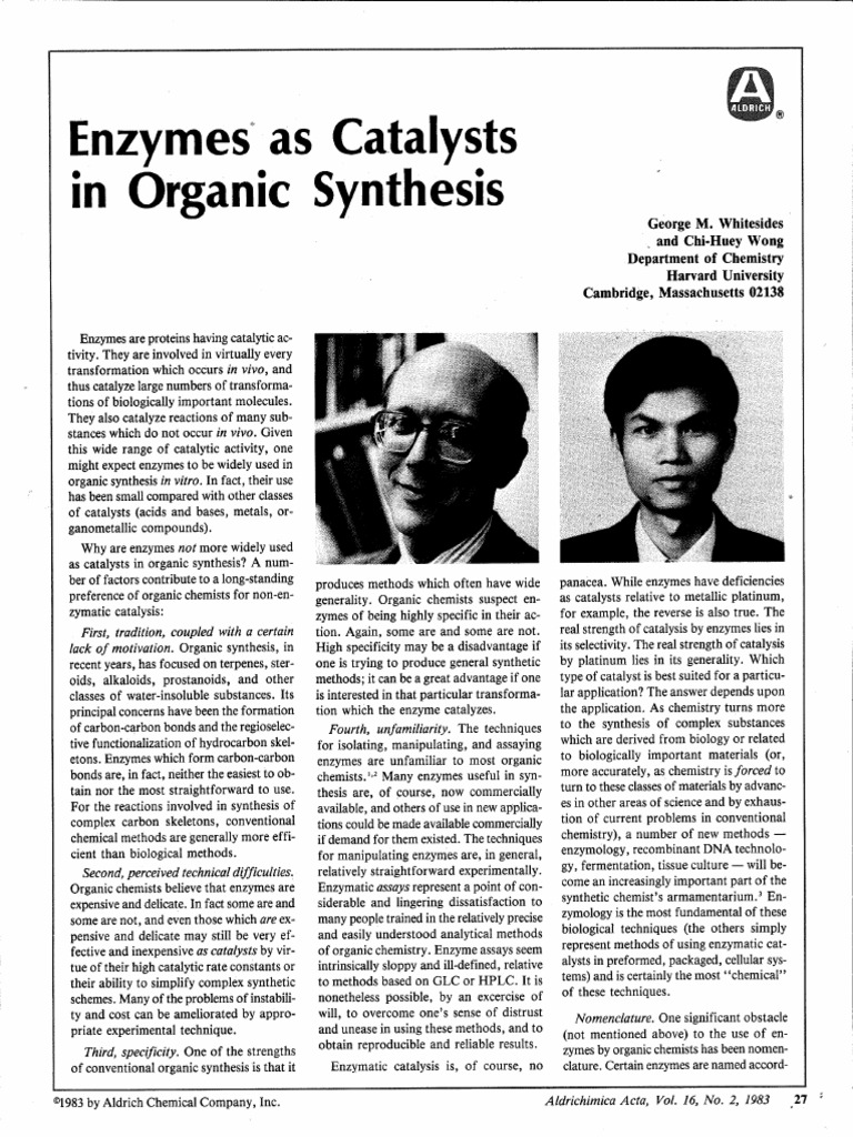 Enzymes As Catalysts | PDF