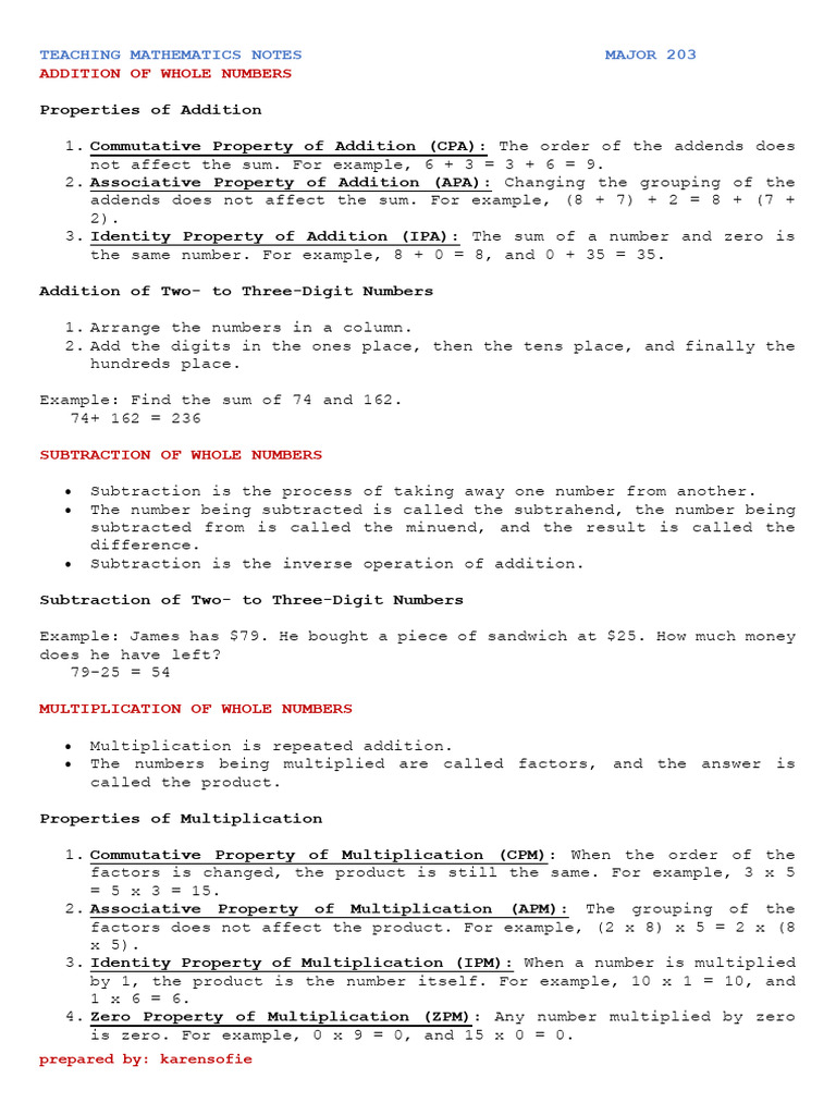 Primary Mathematics Teaching Notes | PDF | Division (Mathematics ...