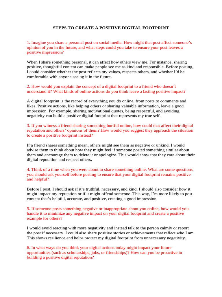 Steps To Create A Positive Digital Footprint | PDF | Reputation ...
