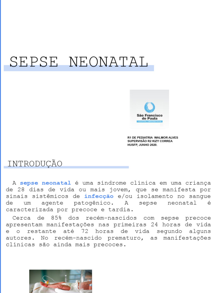 Sepse Neonatal | PDF | Sepse | Remédio