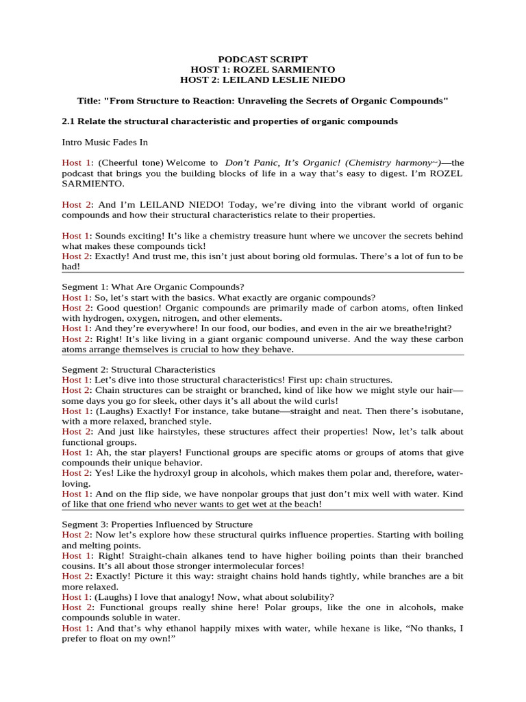 Podcast Script | PDF | Chemical Reactions | Chlorofluorocarbon