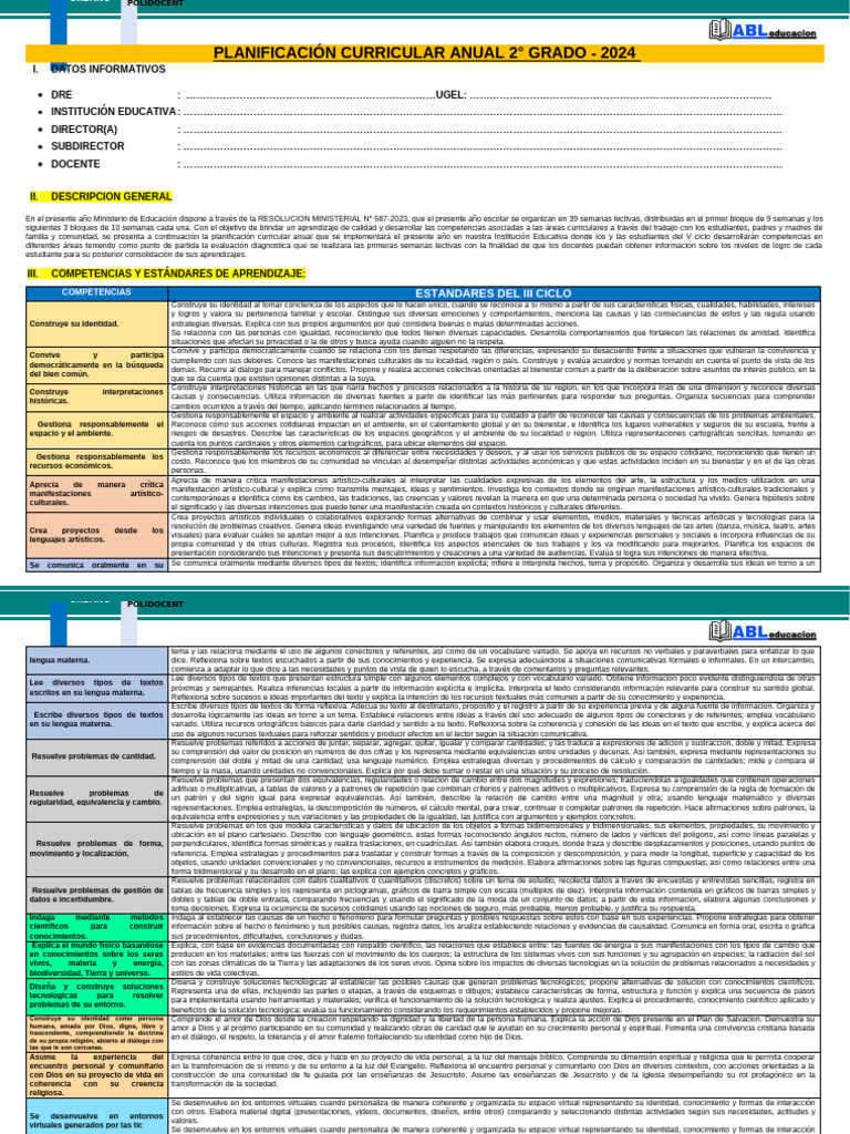 Pca Urbano 2° Grado-2024 Ok | PDF | Aprendizaje | Evaluación