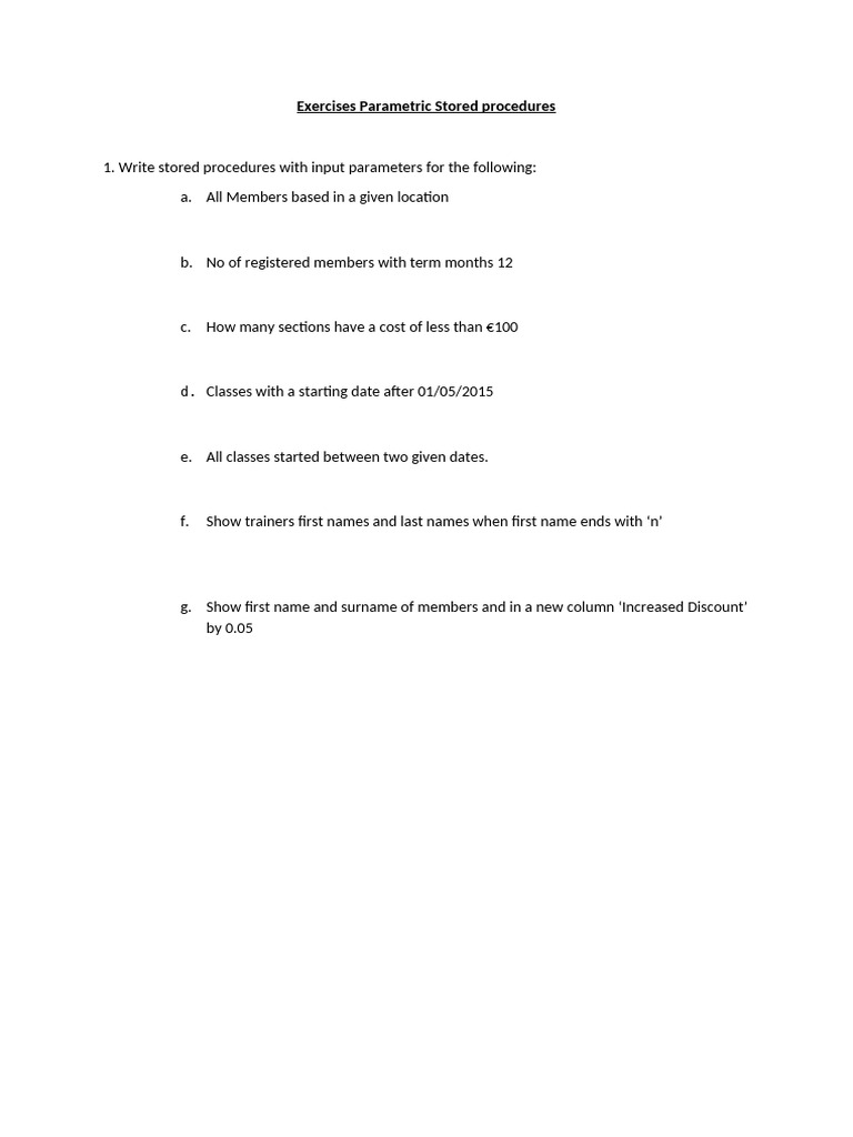 Parametric Stored Procedures Guide | PDF
