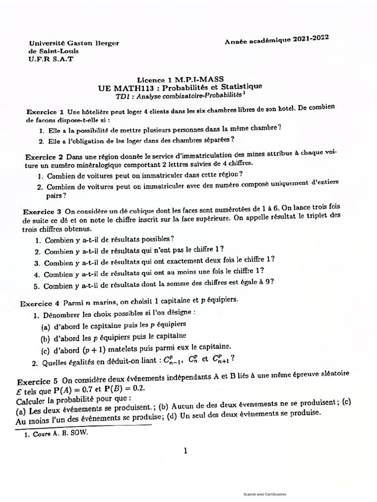 TD Proba Stat 2022 | PDF