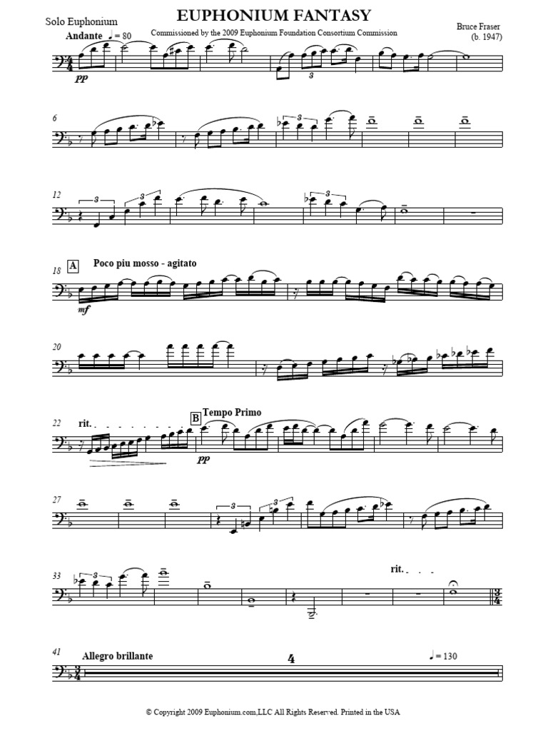 Fraser Euphonium Fantasy Solo Euphonium | PDF | Tempo | Music Theory