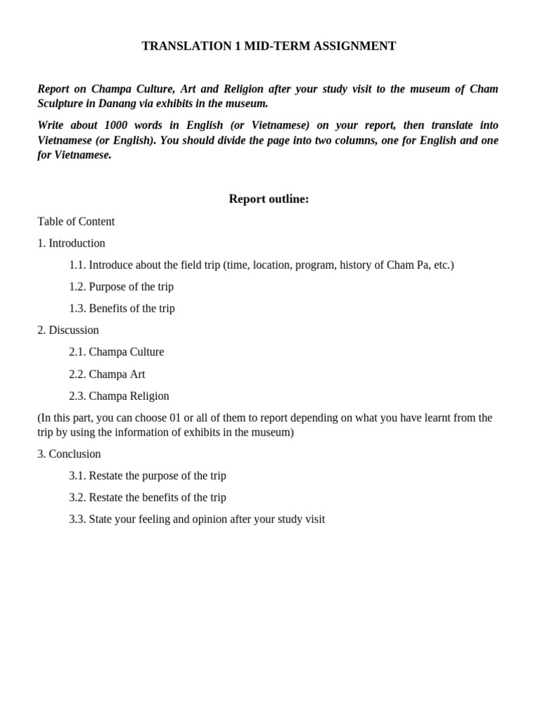 Translation 1 Mid-Term Assignment Outline | PDF