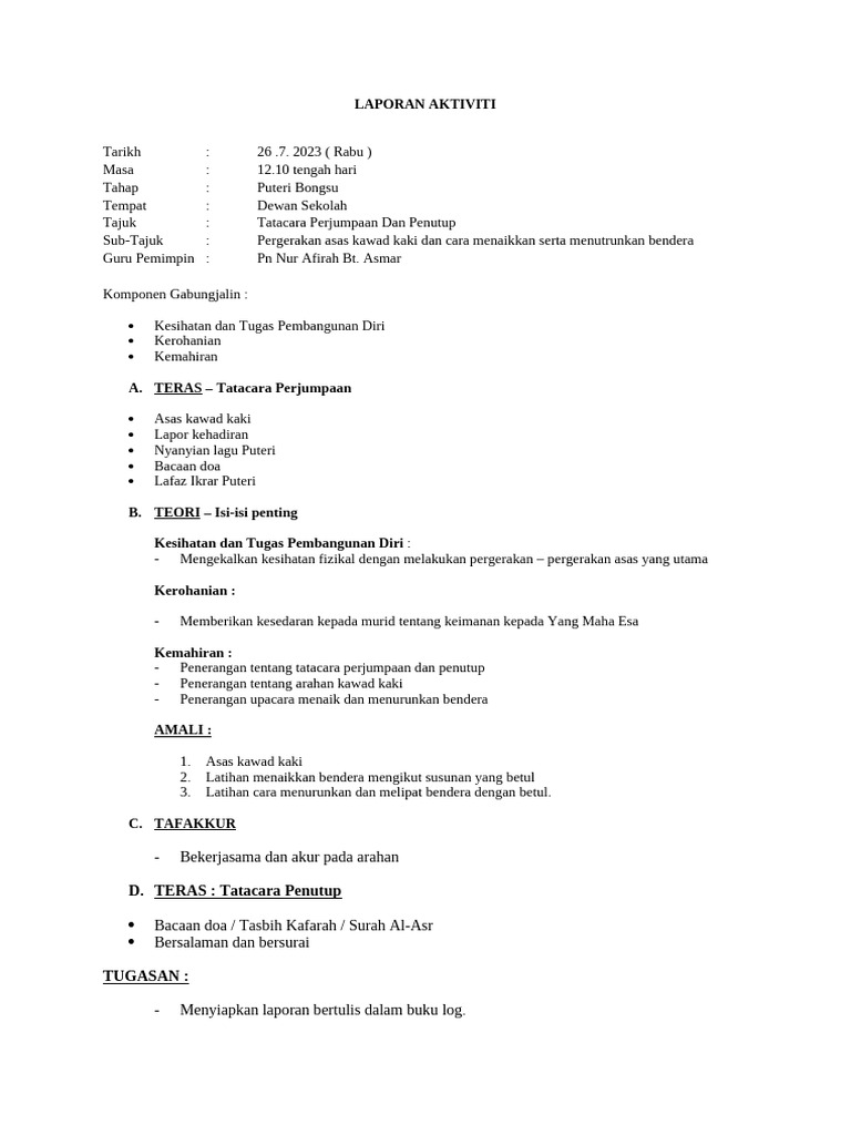 LAPORAN AKTIVITI Ppim 3 | PDF