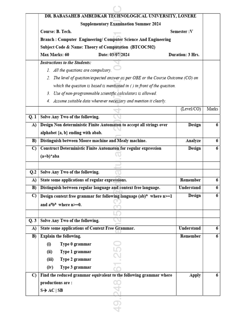 Theory of Computation | PDF | Theory Of Computation | Formalism (Deductive) Theory of Computation | PDF | Theory Of Computation | Formalism (Deductive)