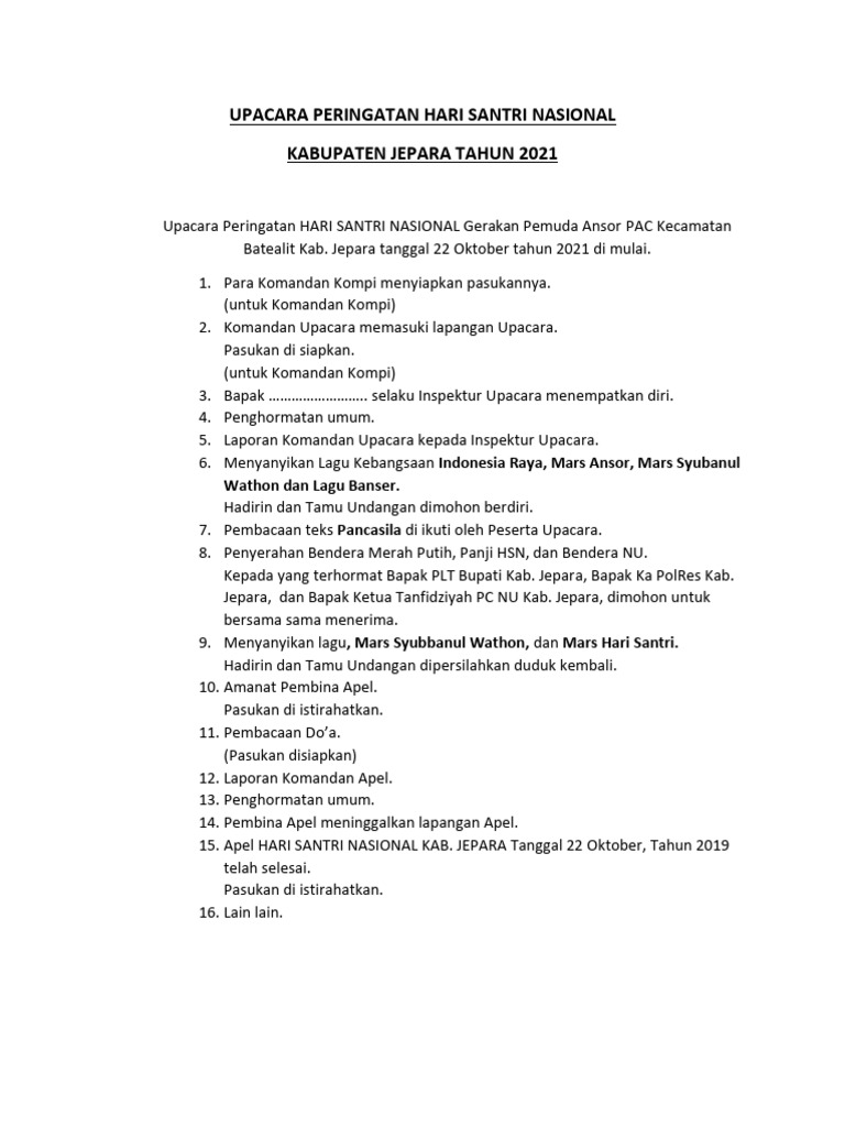 Upacara HSN 2021 | PDF