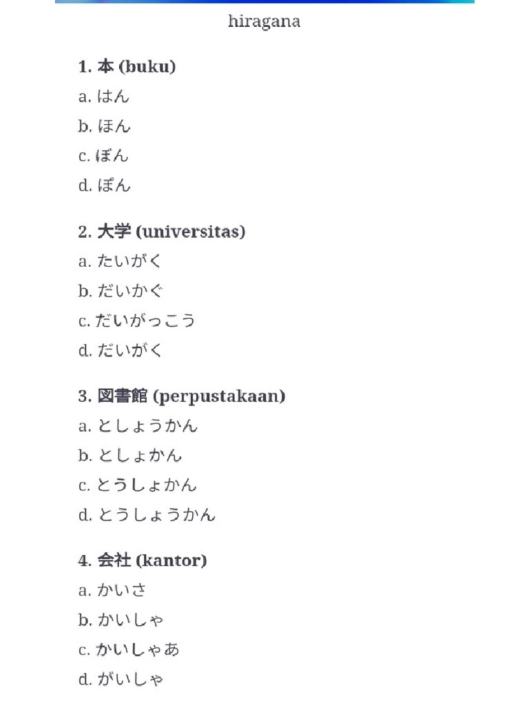 Lihat Soal N5 Bahasa Jepang by Al | PDF