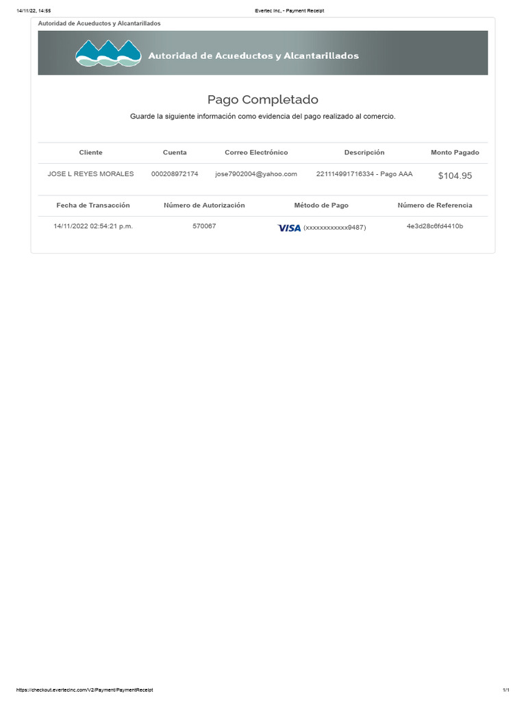 Evertec Inc, - Payment Receipt | PDF