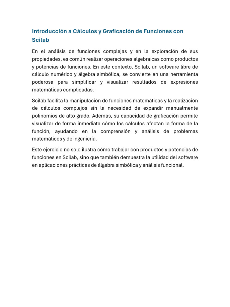 Introducción a Cálculos y Graficación de Funciones con Scilab | PDF