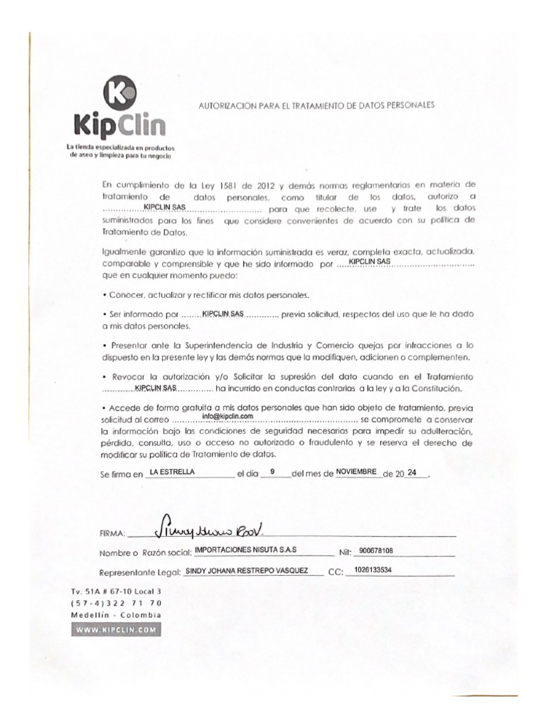DOCUMENTOS IMPORTACIONES NISUTA - KipClin. 9112024 | PDF | Sociedad ...