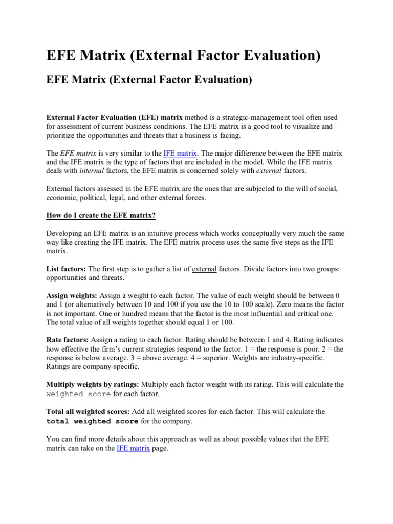 EFE Matrix | PDF | Economic Growth | Economies