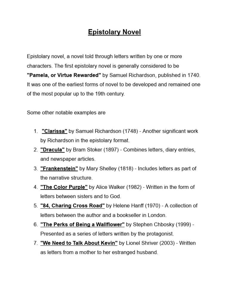 Understanding Epistolary Novels | PDF
