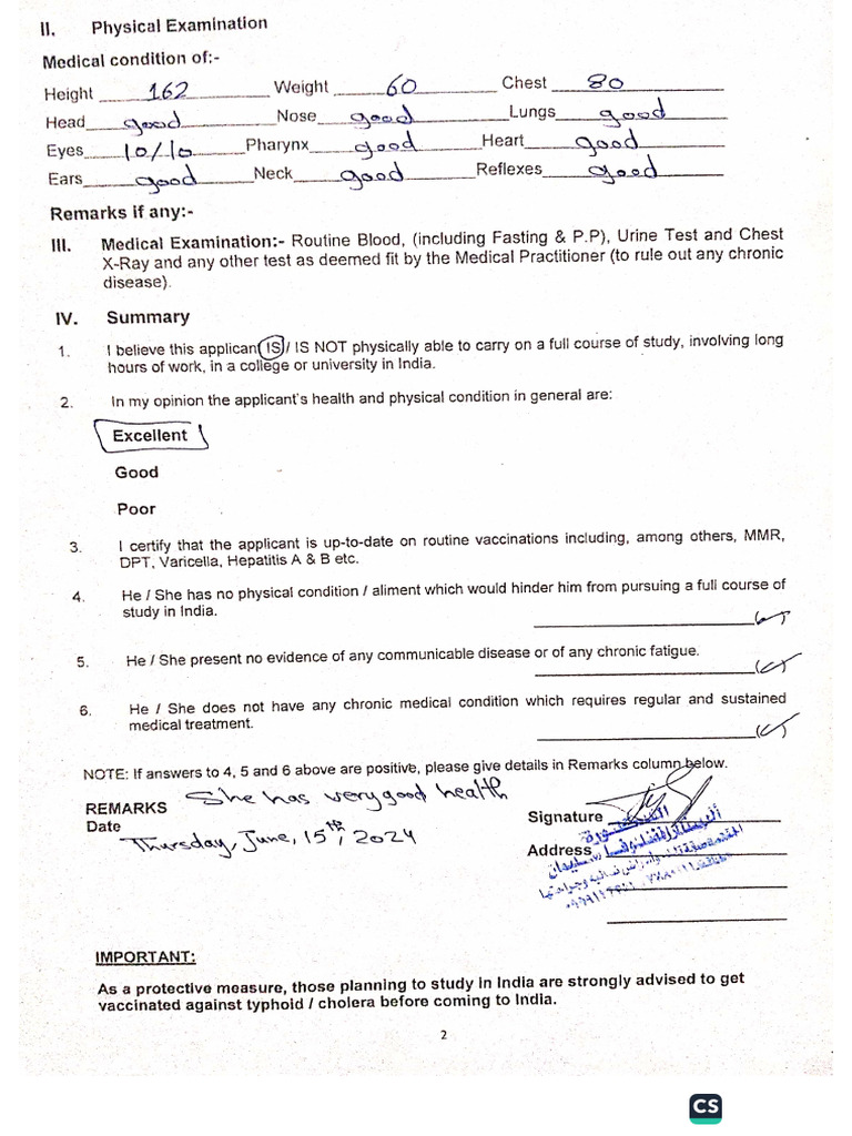 Physical Fitness Medical Cer | PDF