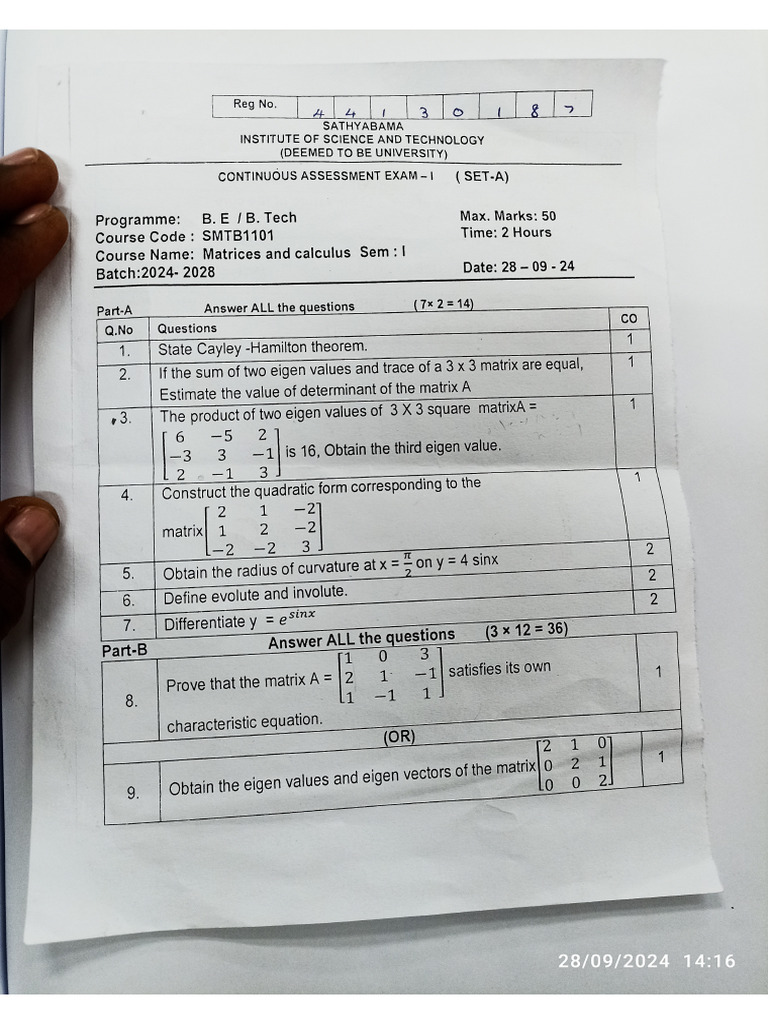 Maths Question Paper | PDF
