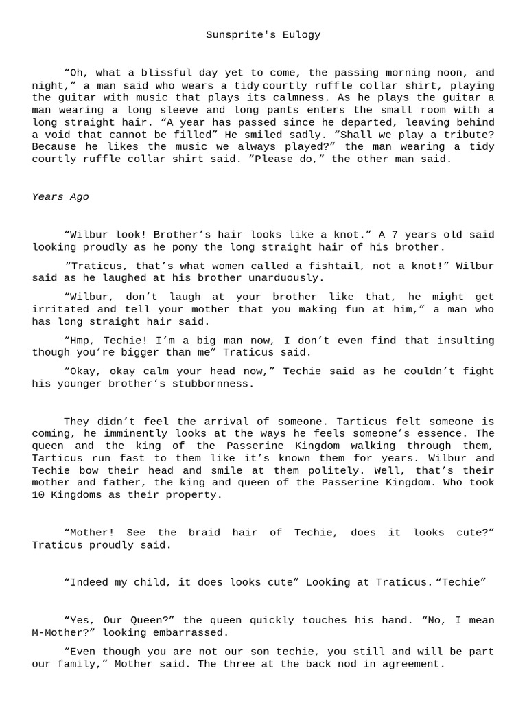 Sunsprite's Eulogy and Legacy | PDF