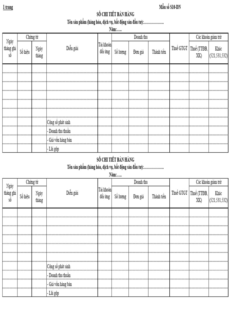 SO CHI TIET BAN HANG | PDF