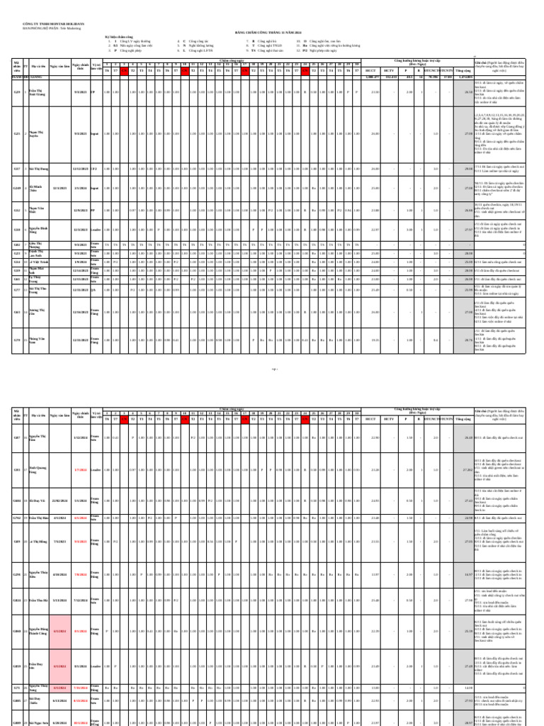Bảng Công T11.2024-Mrs Giang (1) | PDF