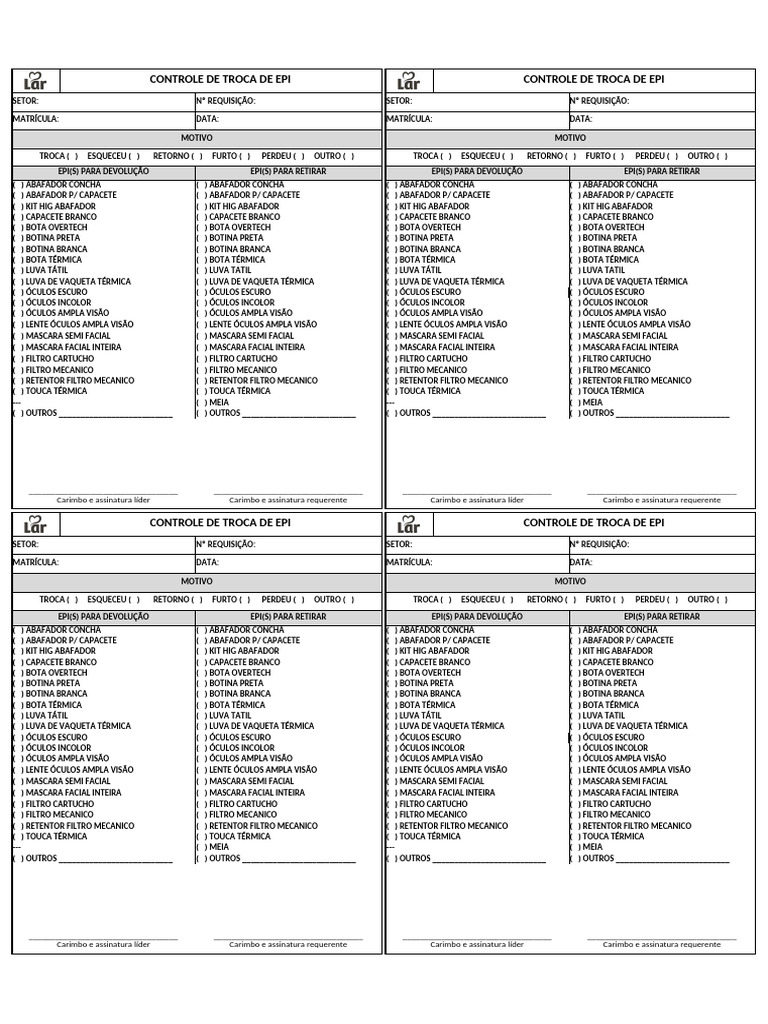 Controle de Troca de EPI | PDF