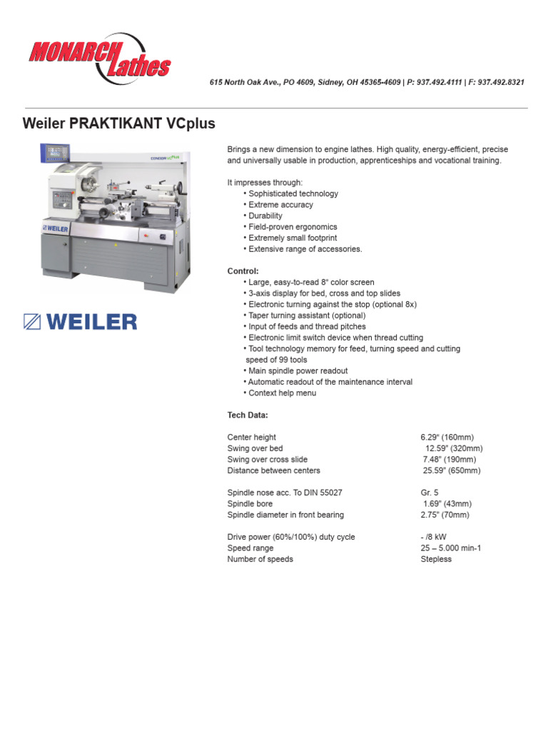 Weiler Praktikant VCplus 512 | PDF | Tools | Metalworking