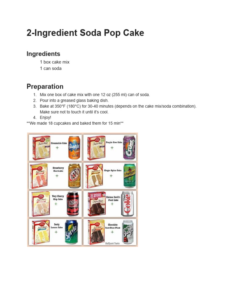 2-Ingredient Soda Pop Cake Recipe | PDF