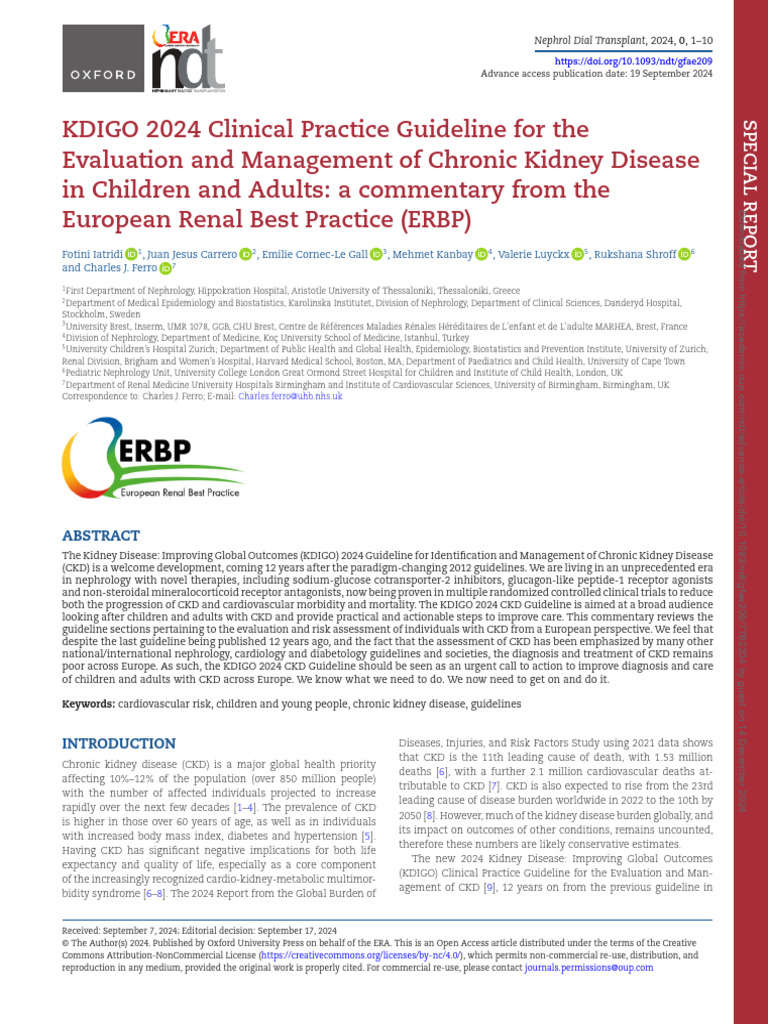 KDIGO 2024 CKD Guidelines Overview | PDF | Chronic Kidney Disease ...