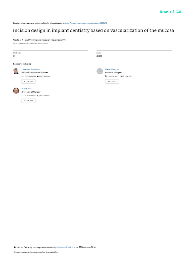 Incision Design in Implant Dentistry Based On Vasc | PDF | Blood Vessel ...