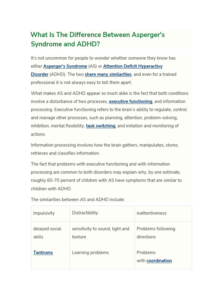 21what Is The Difference Between Asperger 2 | PDF | Attention Deficit ...