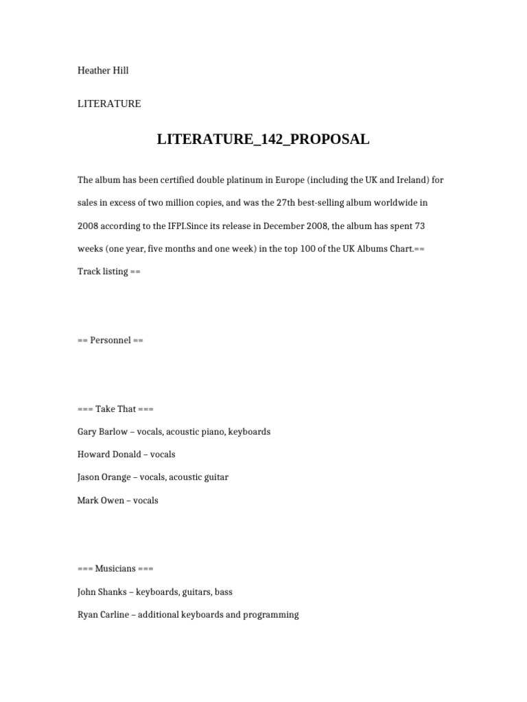 Literature 142 Proposal | PDF