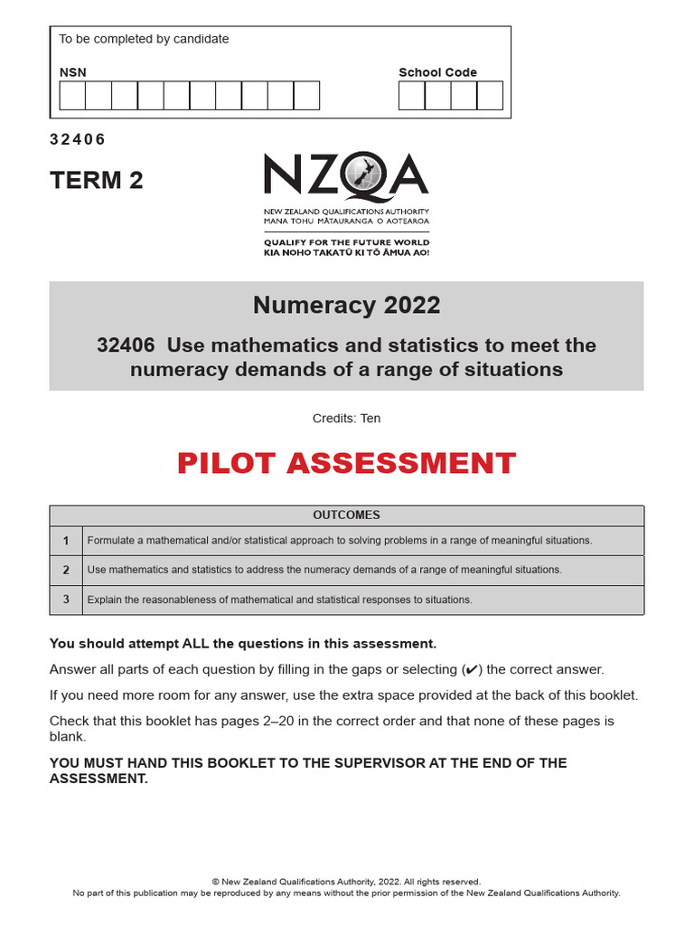 Numeracy Assessment 32406 Overview | PDF