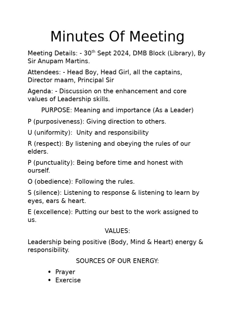 Minutes of Meeting | PDF