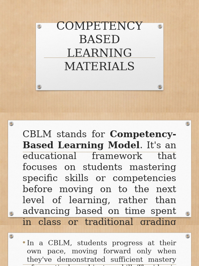 Competency Based Learning Module | PDF