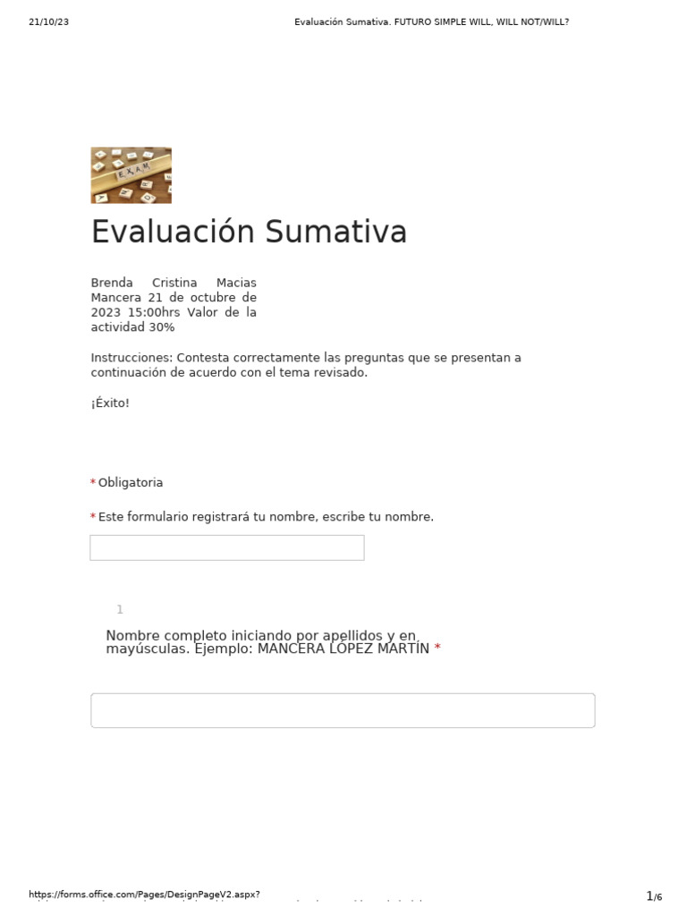 Evaluación Sumativa | PDF