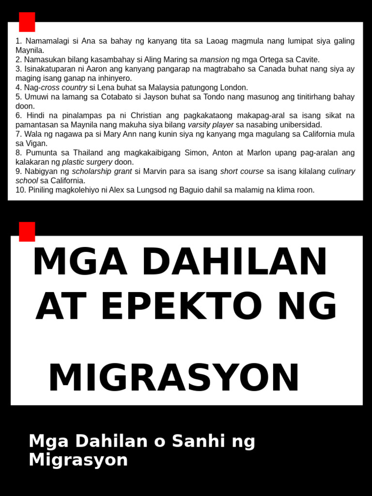 Epekto at Dahilan Ng Migrasyon | PDF