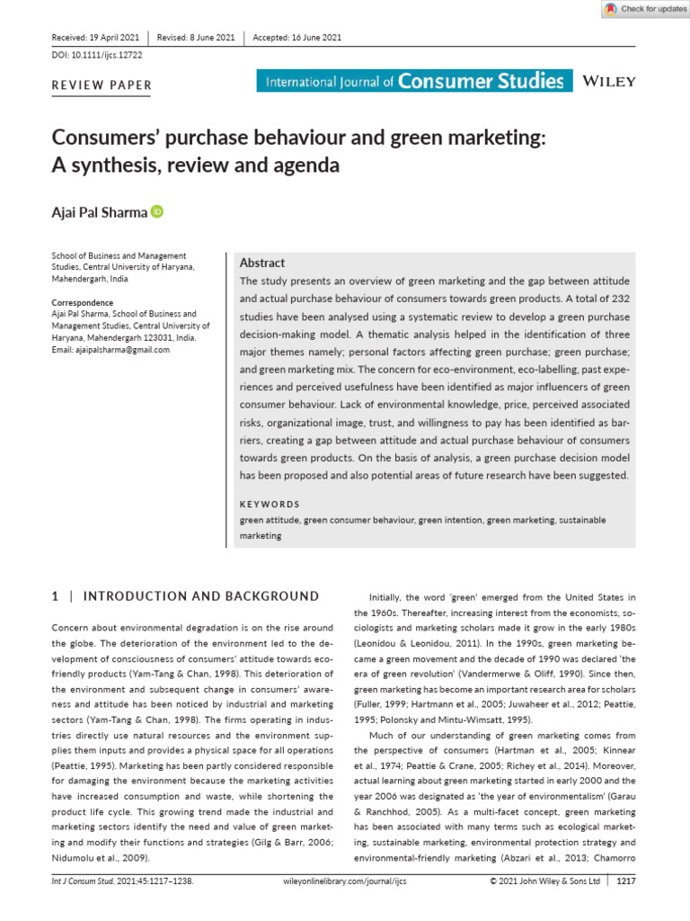Green Marketing and Consumer Behavior Insights | PDF | Behavior | Brand