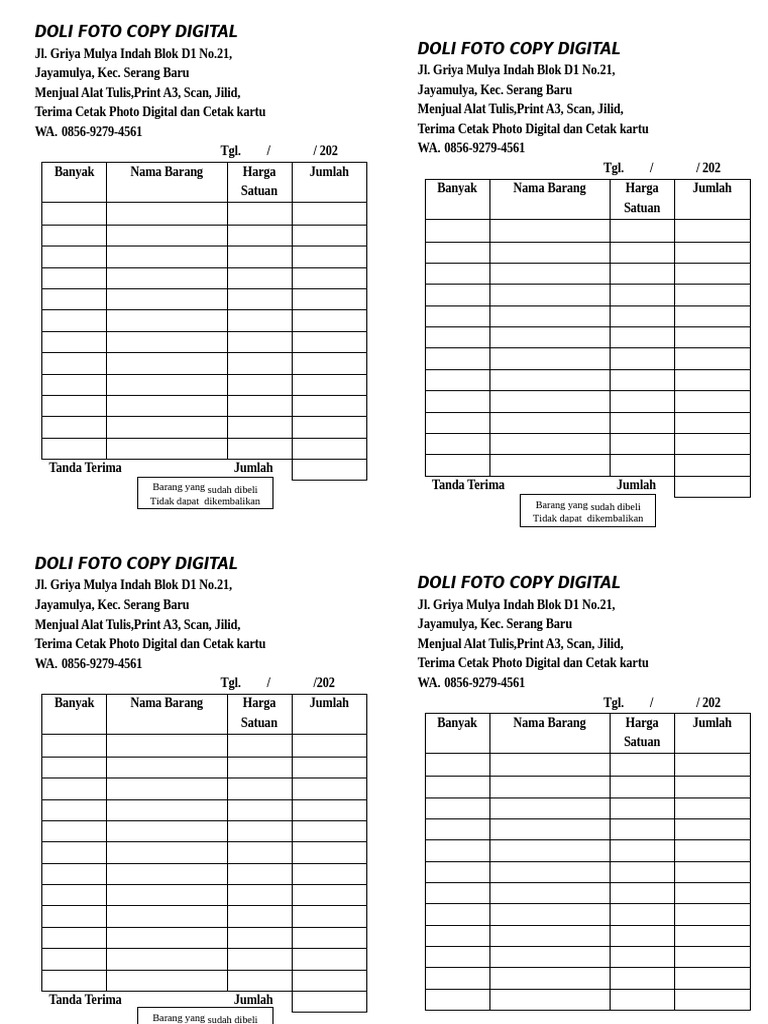 Bon a4.Doli Foto Copy | PDF