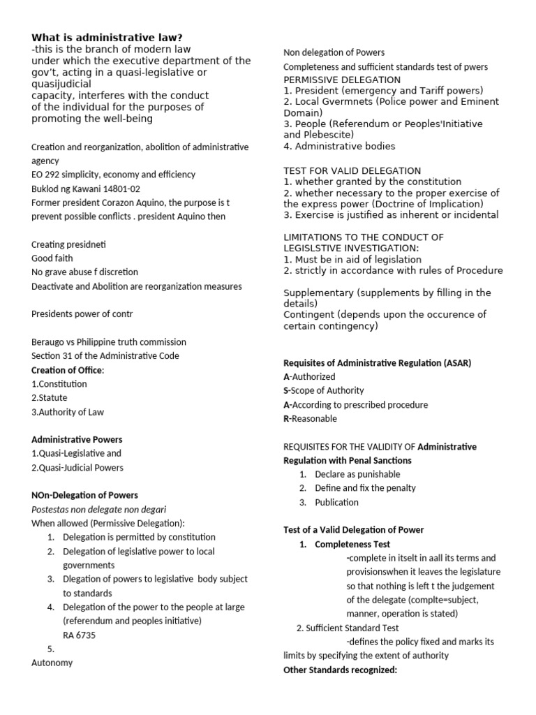 Administrative Law notes | PDF | Jurisdiction | Judgment (Law)