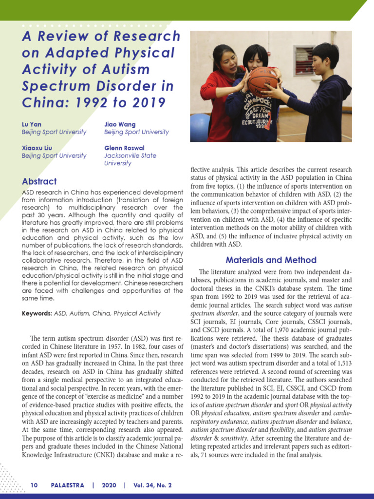 A Review of Research On Adapted Physical Activity of Autism Spectrum ...