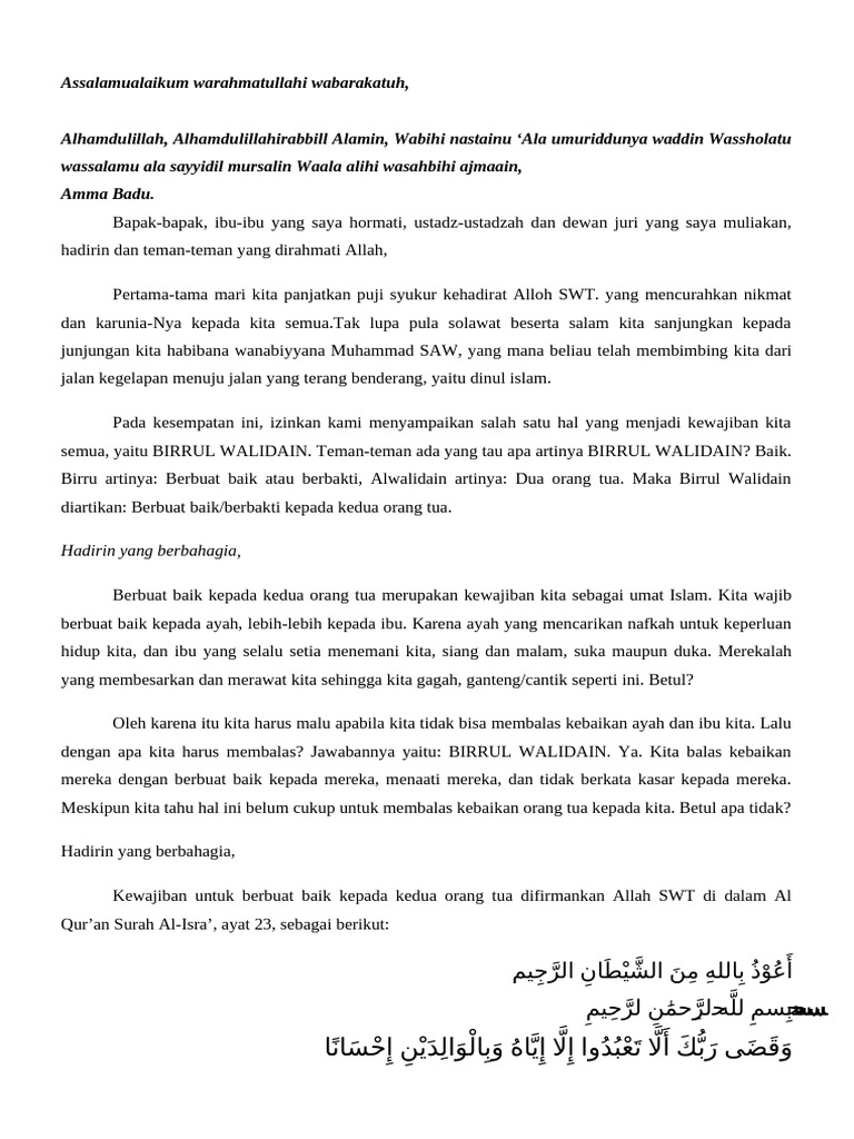 Pidato Birrul Walidain | PDF