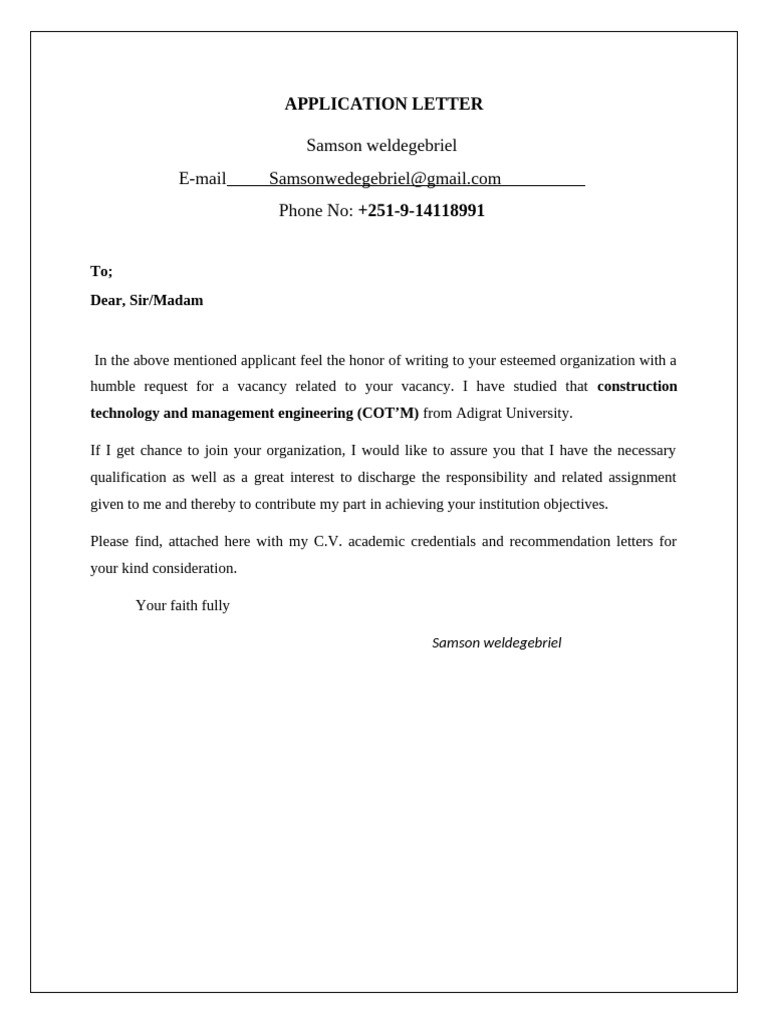 Construction Tech Job Application | PDF